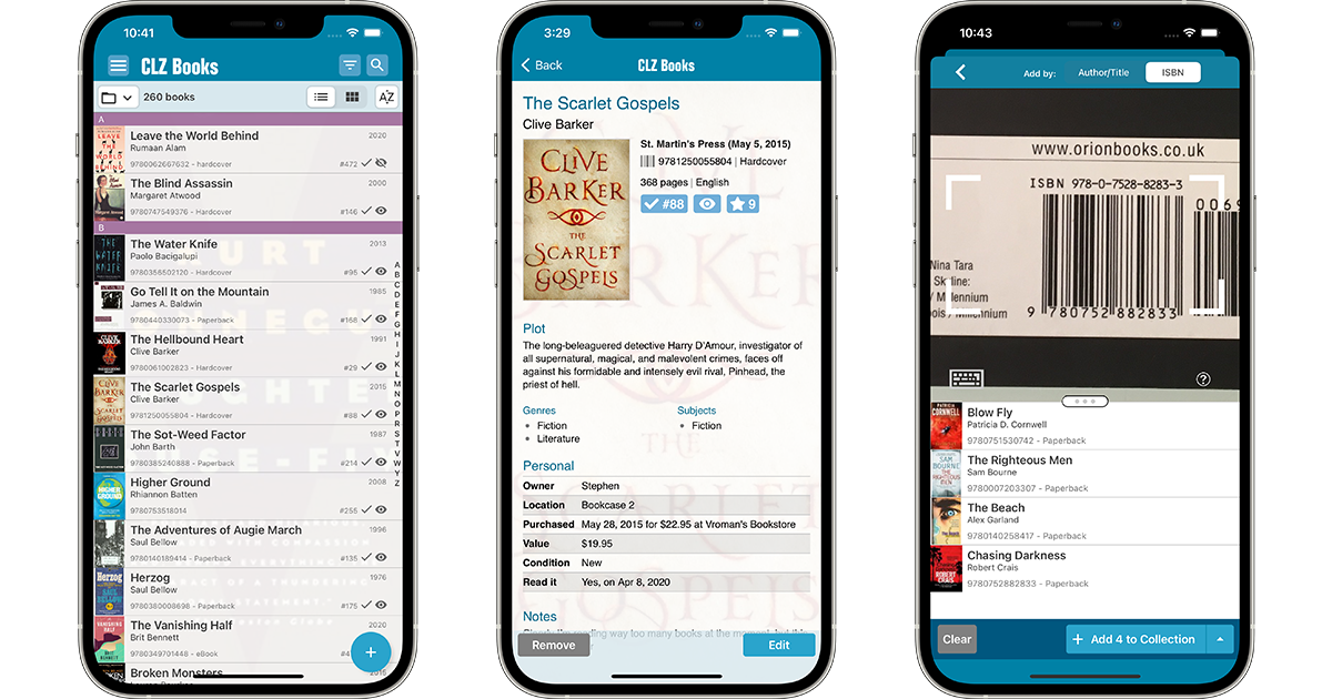 CLZ Books mobile app, for iOS and Android - CLZ.com