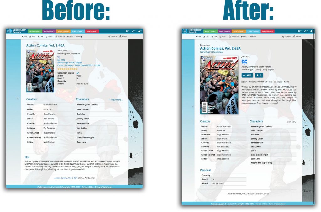 New design and layout for comic details page - CLZ Comics Web - CLZ.com