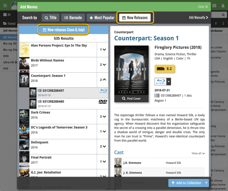 Add Movies via the new Most Popular and New Releases tabs - CLZ Movies ...