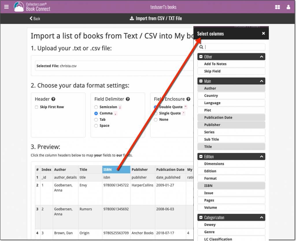 Import from CSV/Text: Easier field mapping - CLZ.com