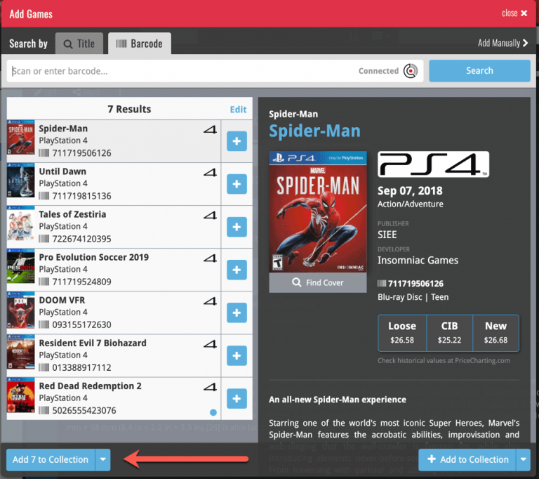Add games by barcode: add all scanned games in one go - CLZ Games Web - CLZ.com