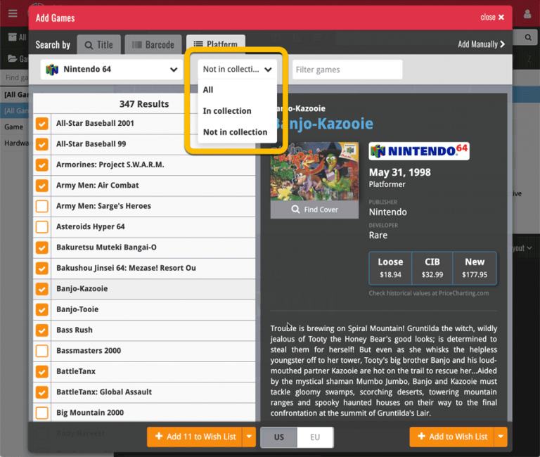 New in the Add Games screen: Add Games by Platform - CLZ Games Web ...