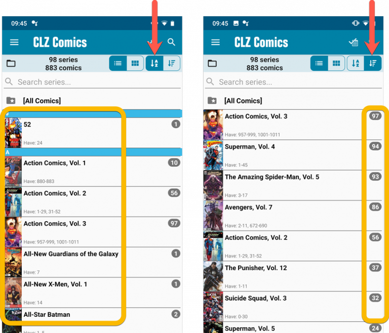 v5.2.1: Search folders, sort folders by count and and faster syncing - CLZ Comics Mobile - CLZ.com