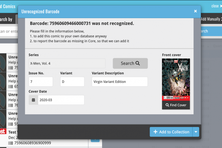 Easily add and report comics with “unrecognized barcodes” - CLZ Comics ...