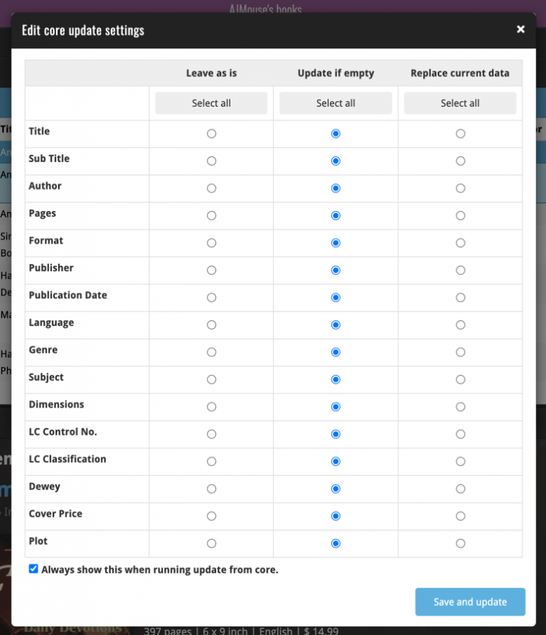 Enhanced Collection Status filter and more Update from Core fields - CLZ Books Web - CLZ.com