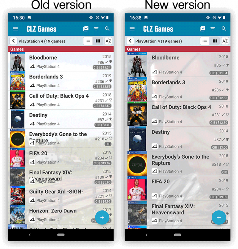 v6.6.2: Main screen lists now fully support system font sizes - CLZ Games Mobile - CLZ.com